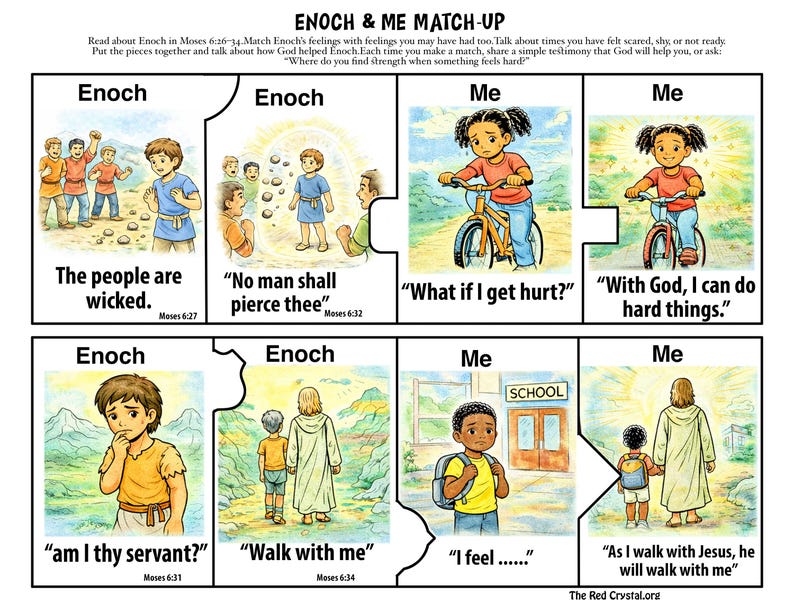 Enoch and Me Match Up, Moses 6:26–34, 6 Rows of Puzzles. - Etsy