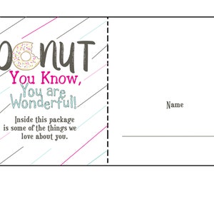 Donut You Know You Are Wonderful Donut Package, Gift Tags, Donut You ...