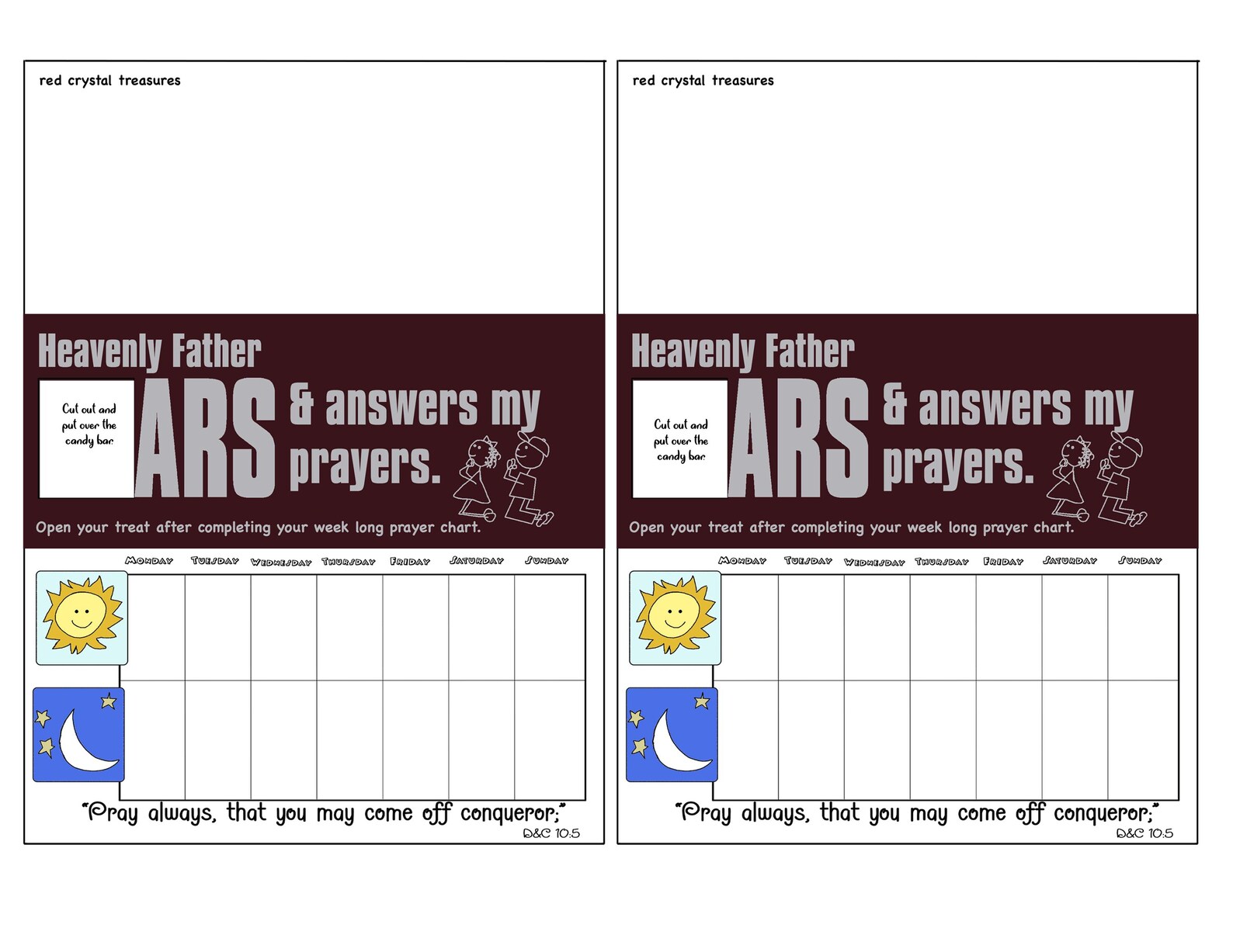 Candy Bar Prayer Chart for Come Follow Me, Primary Gift Tags - Etsy