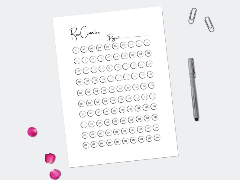 Printable Numbered Row Counter for Crochet and Knitting, Digital ...