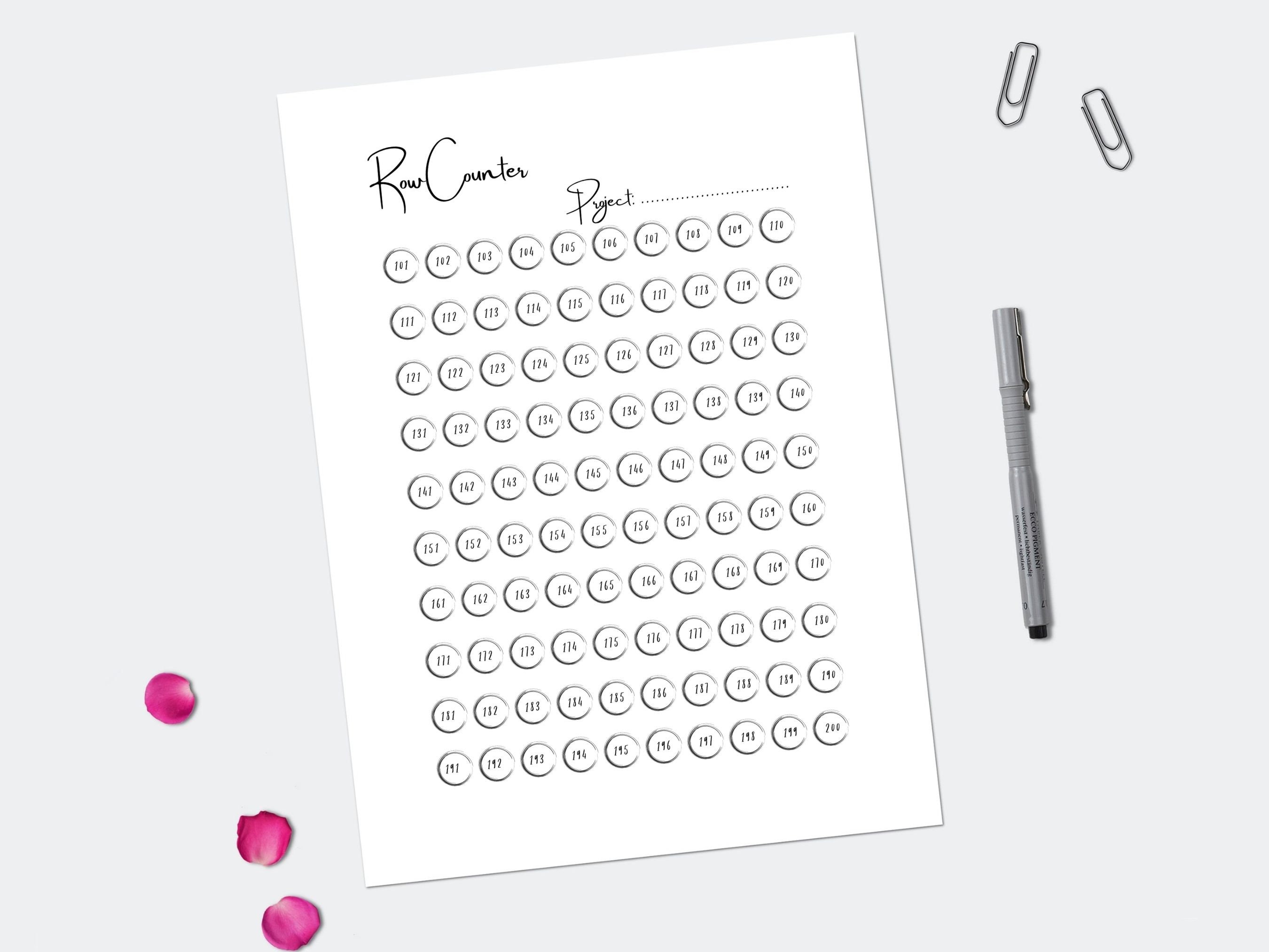 Printable Numbered Row Counter for Crochet and Knitting, Digital ...
