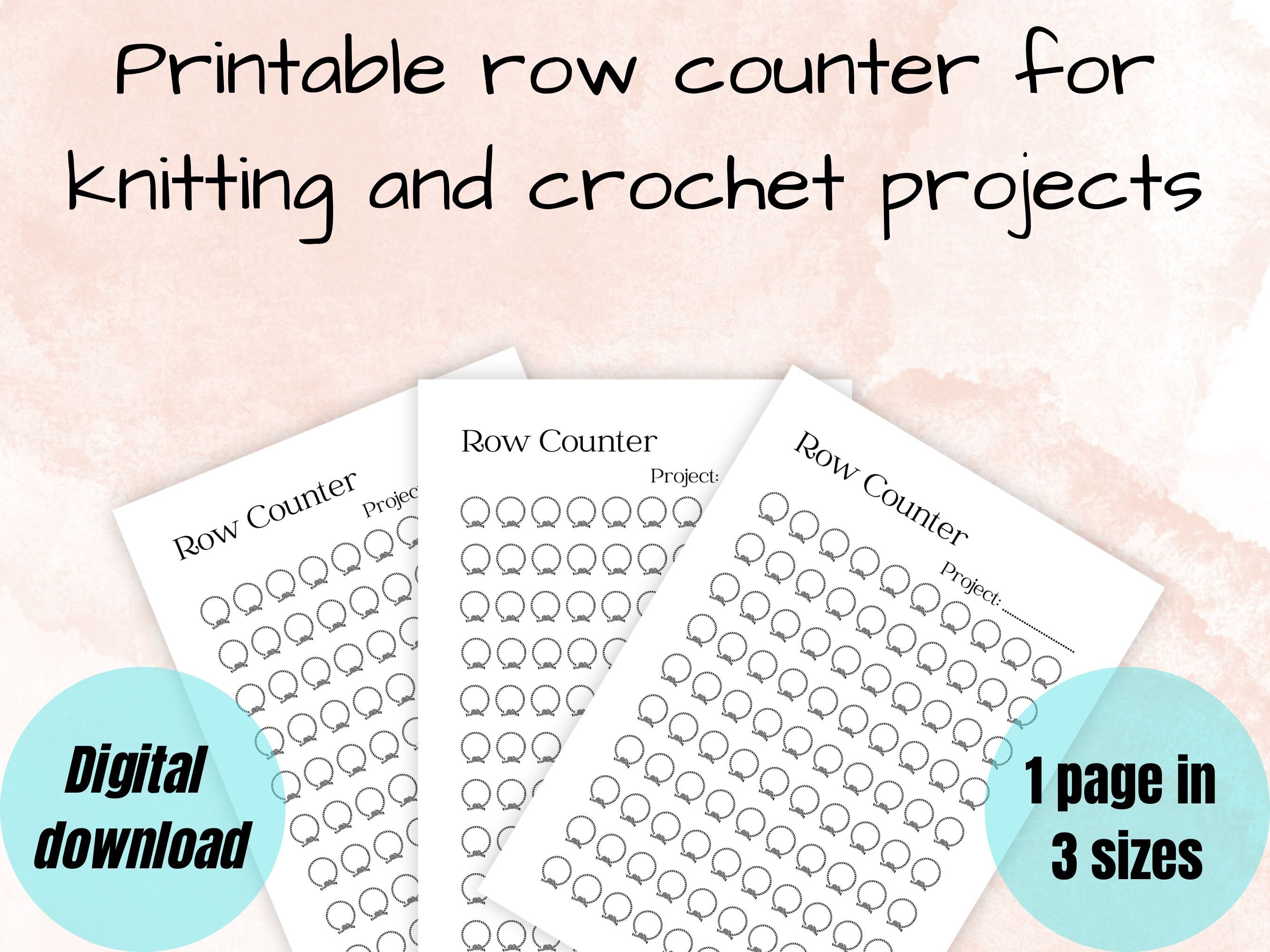 Simple Printable Row Counter for Knitting and Crochet, Digital Download ...