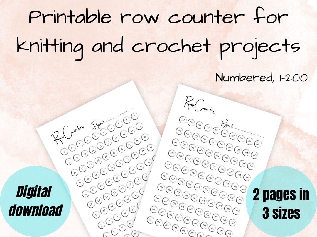 Printable Numbered Row Counter for Crochet and Knitting, Digital ...