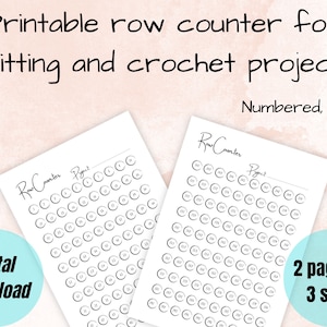 Printable Numbered Row Counter for Crochet and Knitting, Digital ...