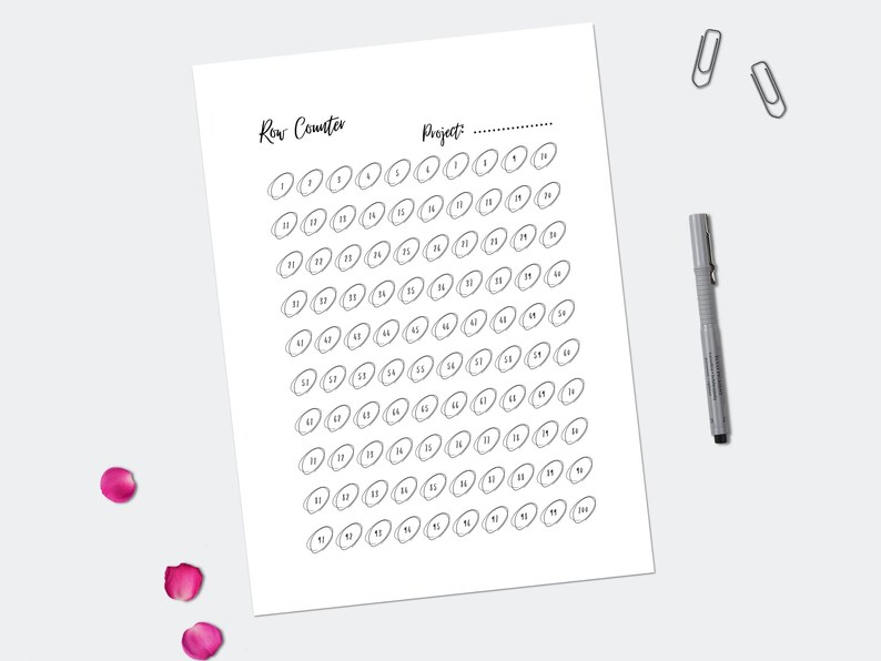 Printable Row Counter for Crochet and Knitting, Digital Download, Basic ...