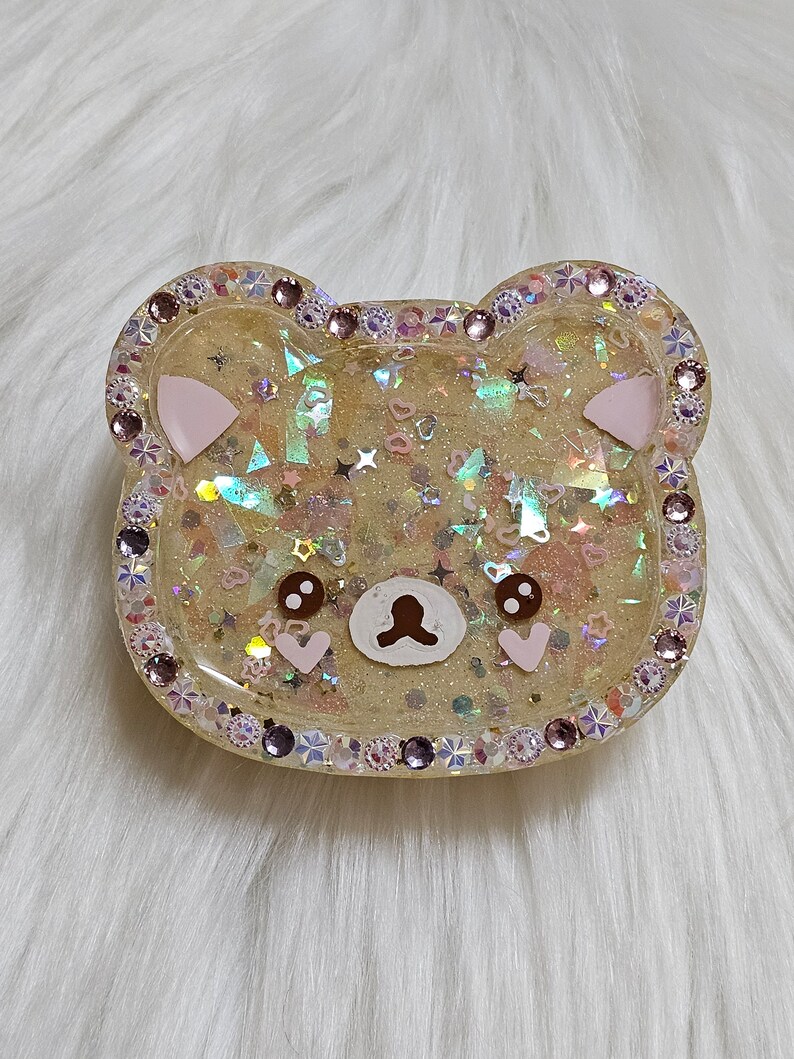 Handmade Kawaii Cute Small Jewelry Resin Rhinestone Trinket Tray bear ...