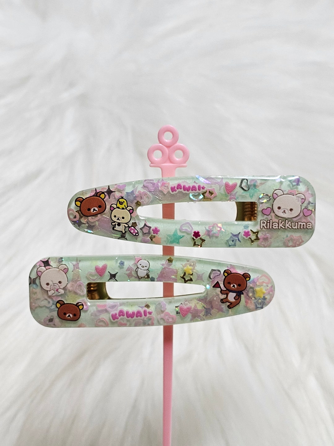 Handmade Kawaii Cute Resin Hair Clips Set of Two bear - Etsy