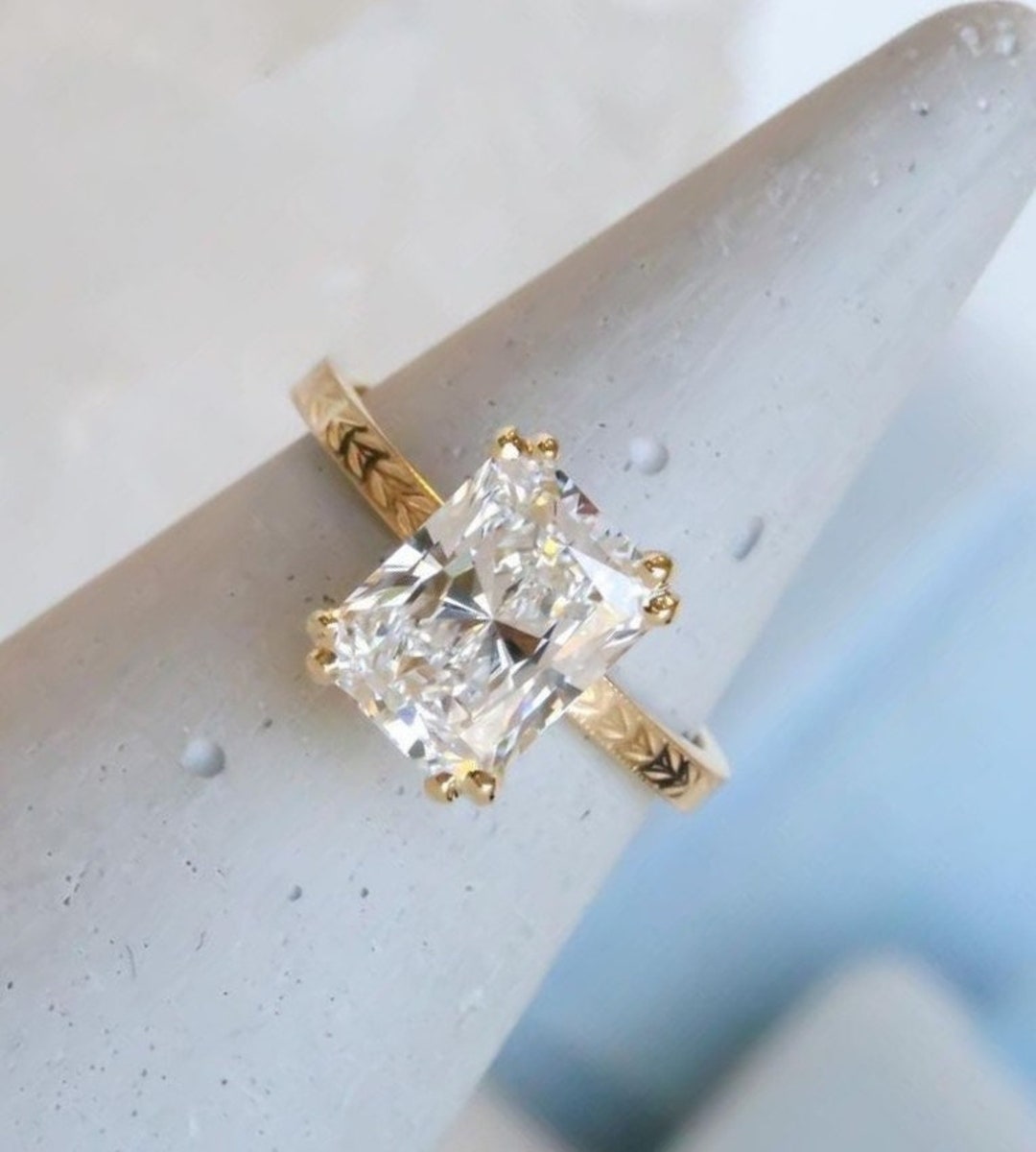 Minimalist 3.31 CT Radiant Cut Wedding Ring-crushed Ice Elongated ...