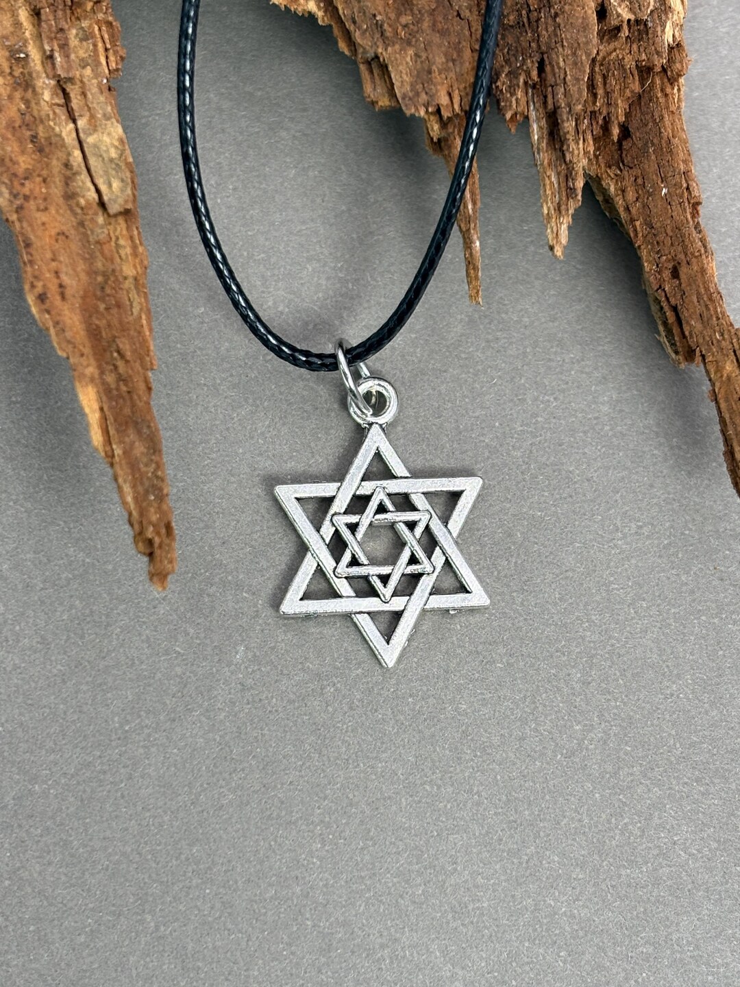 Star of David Necklace: Jewish Protection Jewelry, Adjustable Cord - Etsy