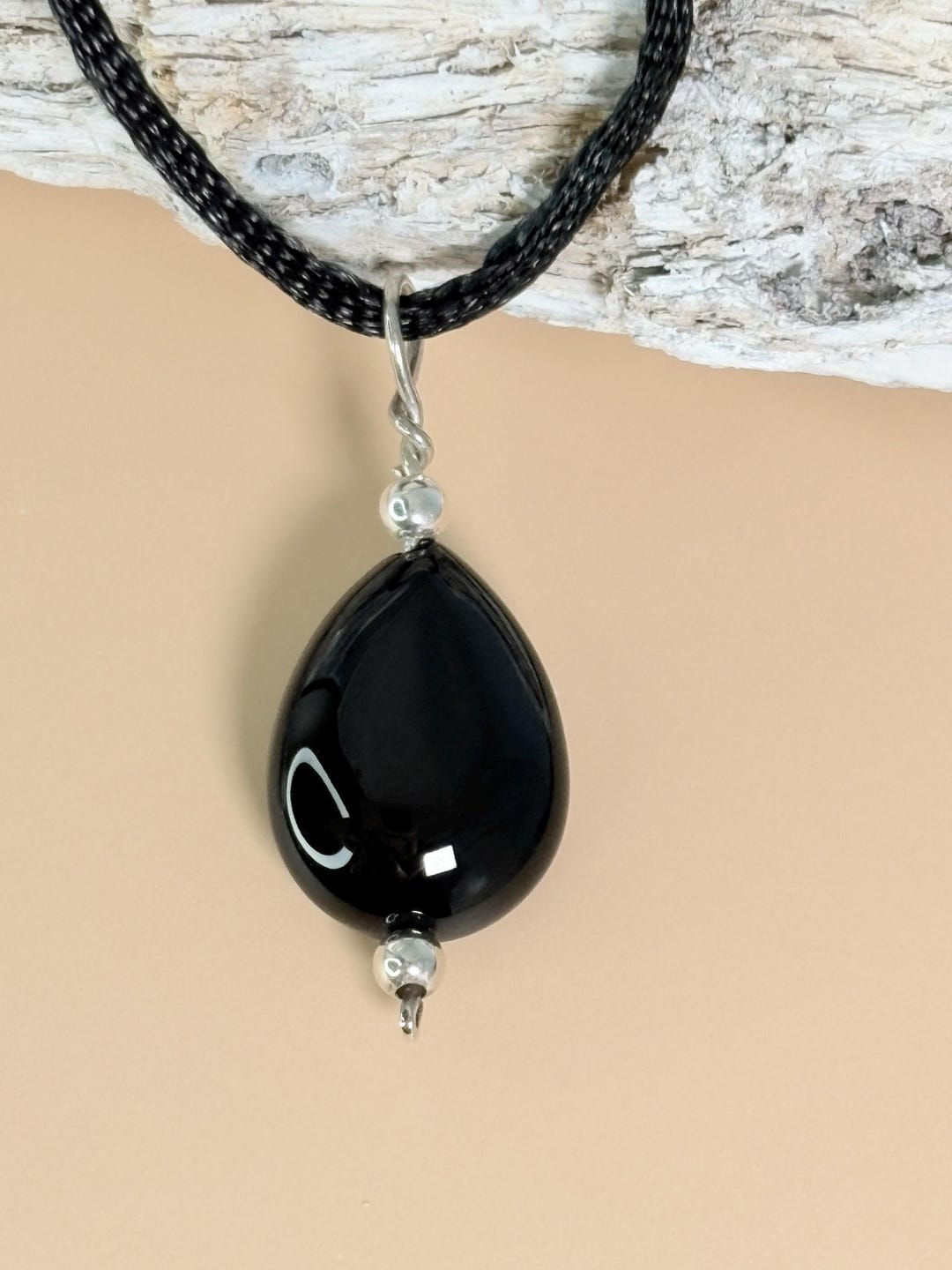 Obsidian Gemstone Minimalist Necklace Estate Jewelry Birthstone - Etsy