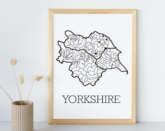 Yorkshire Map Print - Etsy UK