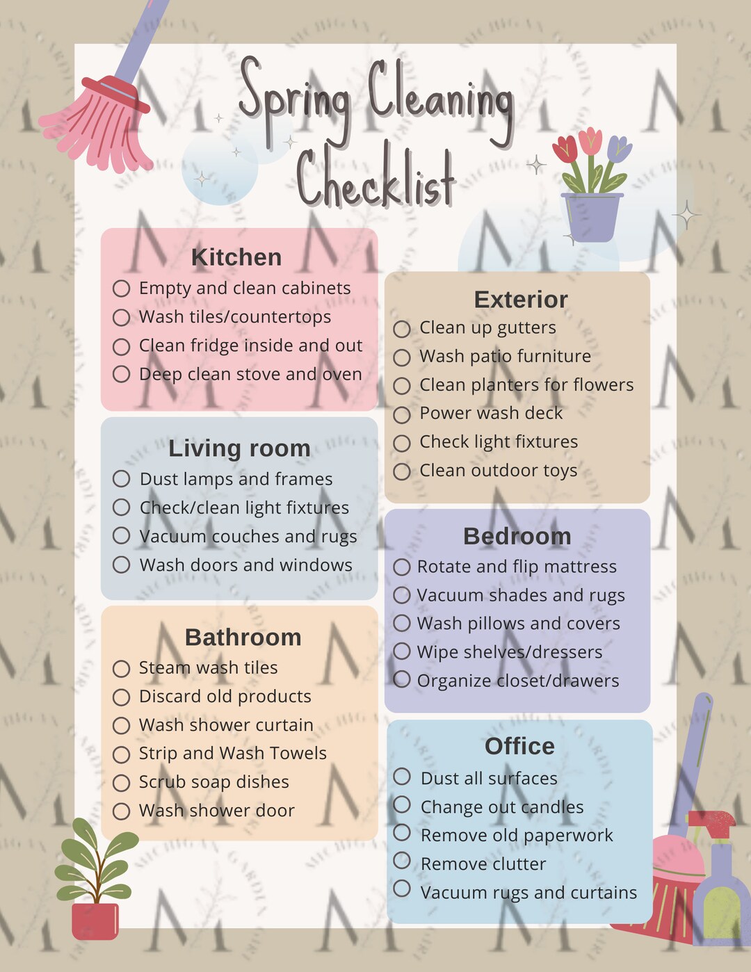 Spring Cleaning Check List - Etsy