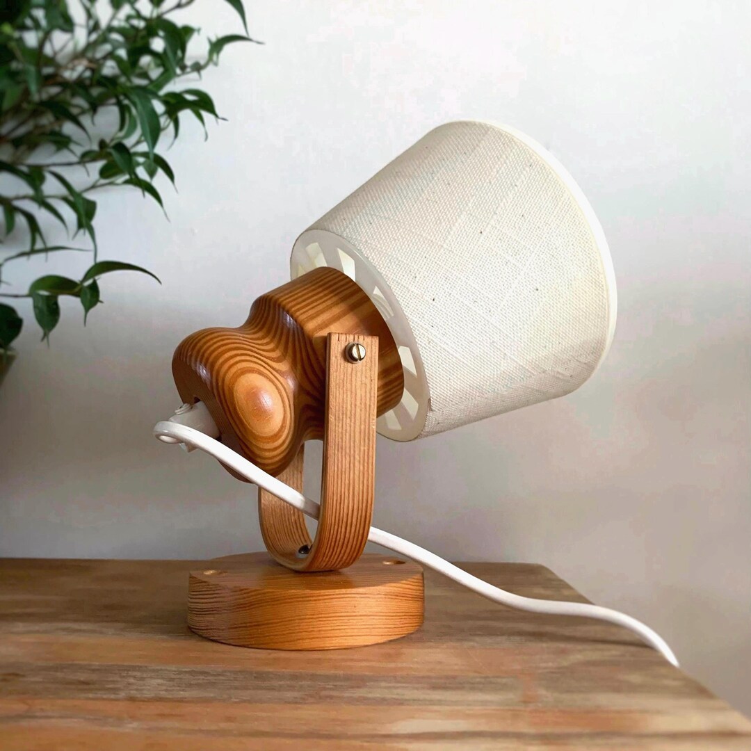 Swedish Wood Wall Lamp, Vintage Directional Sconce in Turned Wood, Mid ...
