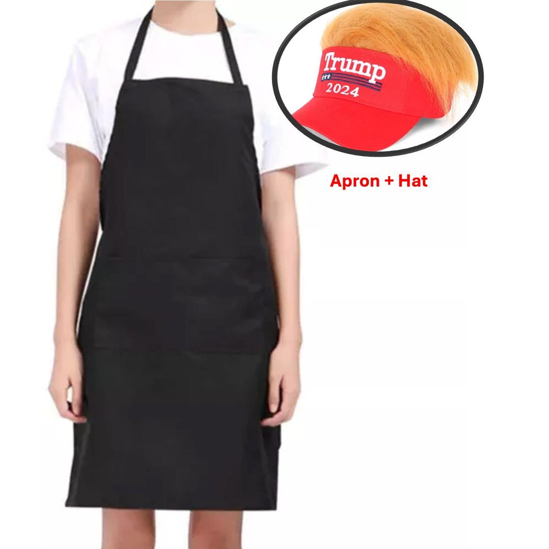 Trump Mcdonald's Cooking Apron With Hat Wig Hair Uniform Halloween 2024 ...