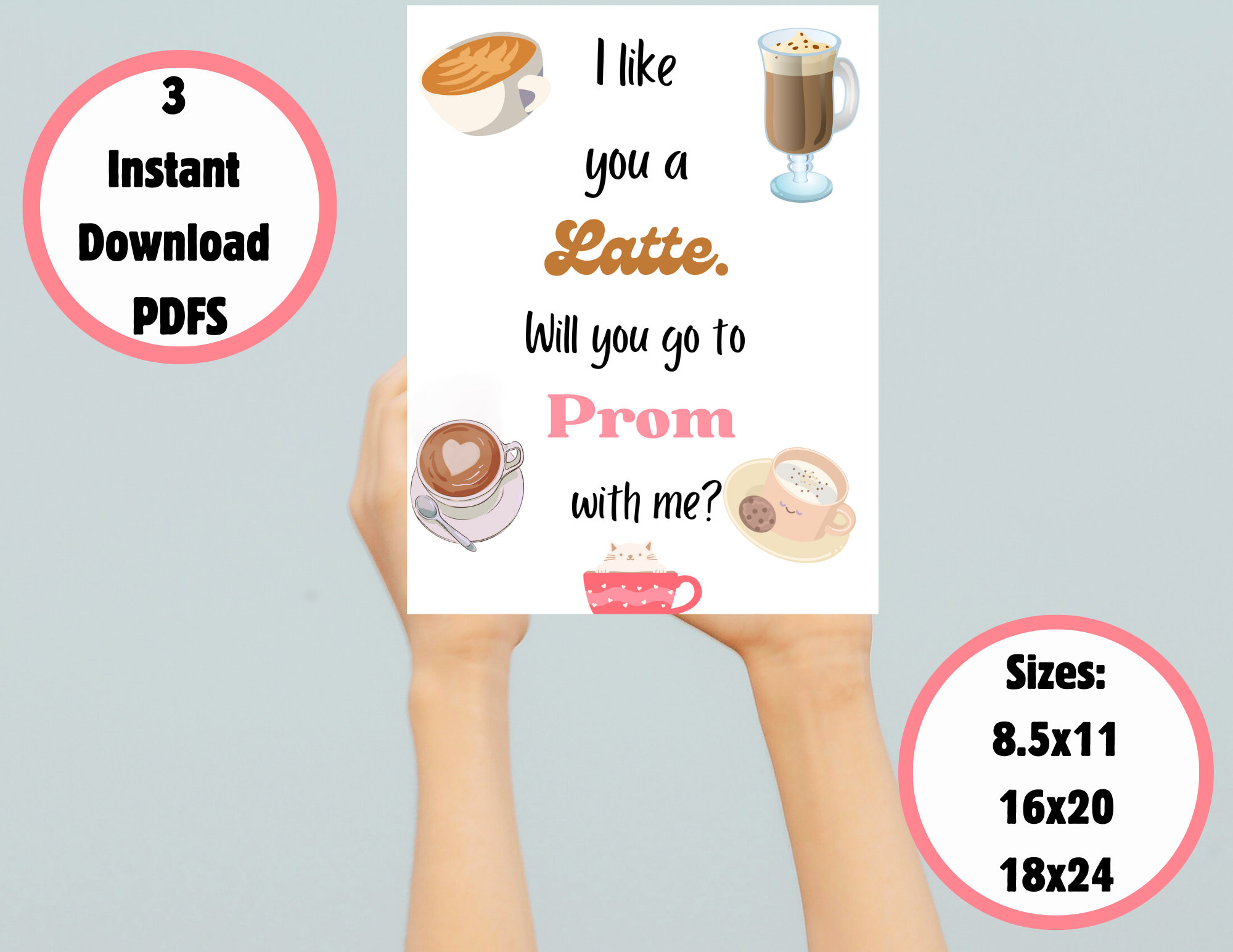 Printable Latte Prom Proposal Sign | Printable Prom Idea | Coffee ...