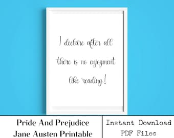 Pride and Prejudice Quote Print: Jane Austen Literary Art (digital ...