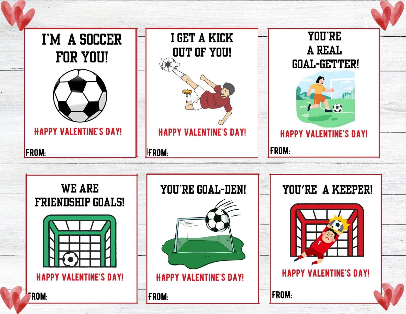 Soccer Valentines Day Cards - Printable Bundle - for Kids - Soccer ...