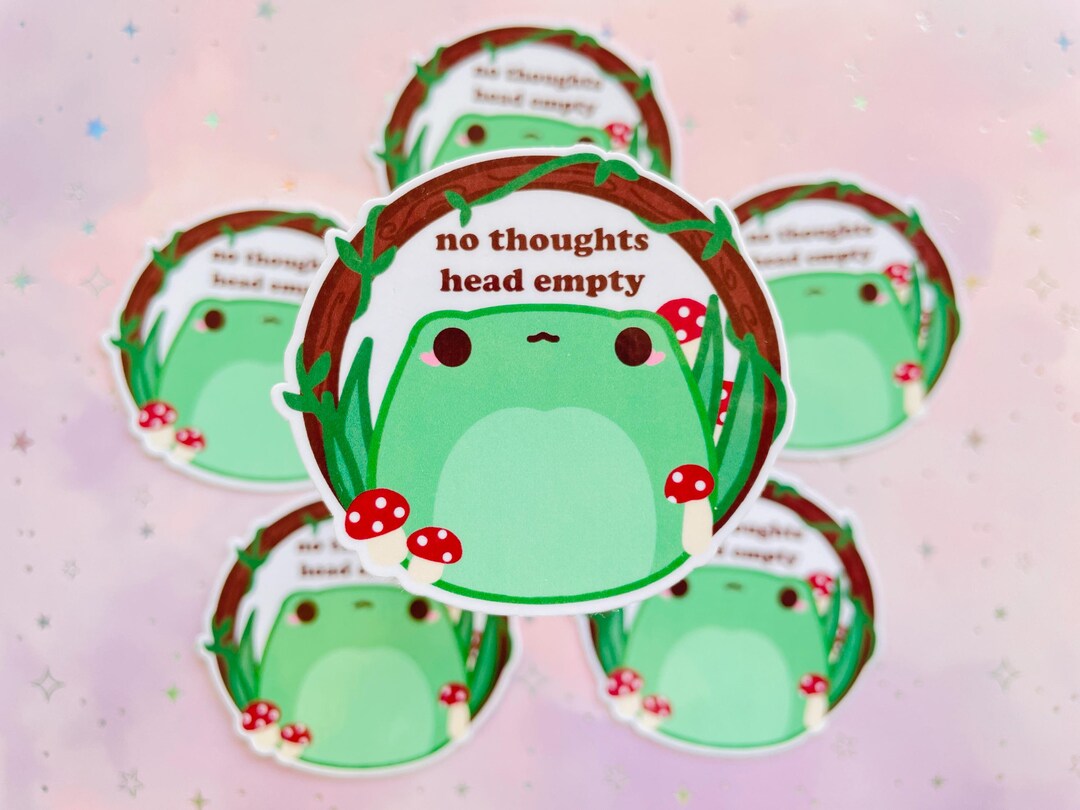 Kawaii Frog Sticker no Thoughts Head Empty Cute Frog Mushroom Sweet ...
