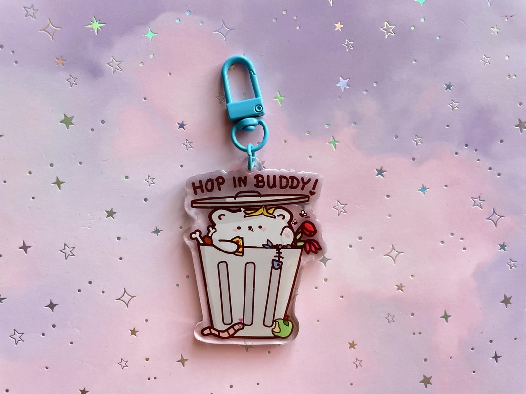 Garbage Bear Keychain Transparent Acrylic Funny Trash Meme Bear Gift ...