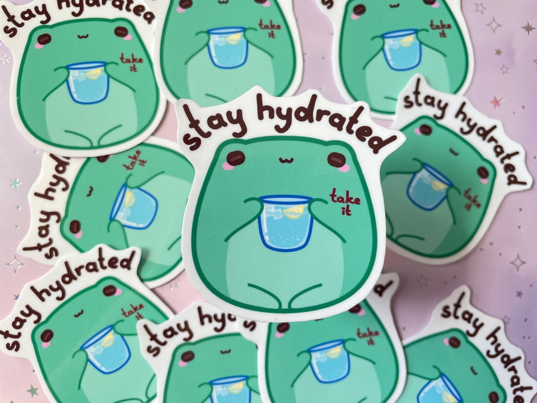 Frog Stickers Kawaii Stay Hydrated Japanese Froggy Vinyl Stickers Small ...