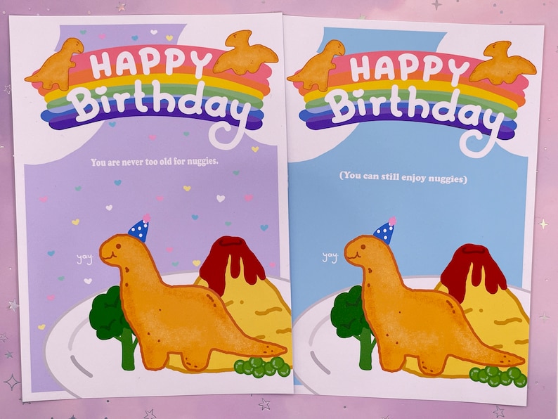 Dino Nugget Birthday Card Dino Birthday Card Postcard Thank You Card ...