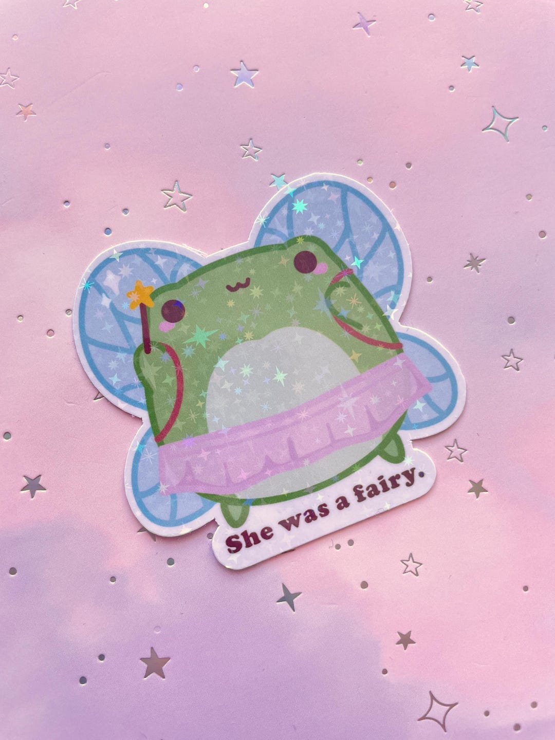 Frog She Was a Fairy Sticker Kawaii Magical Girl | Froggy Sparkle Girly ...