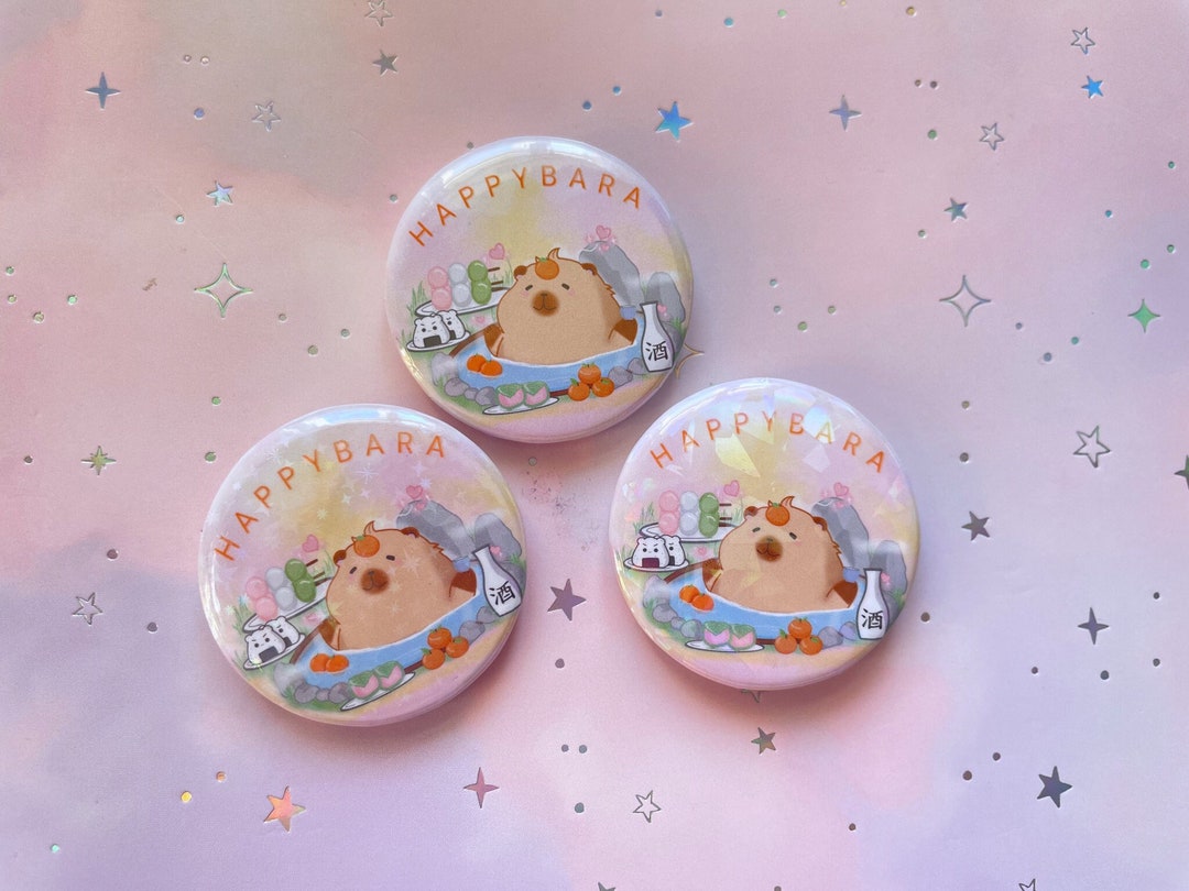 Capybara Button 37 Mm Lapel Pin Lucky Charm Cute Pins Kawaii Button ...