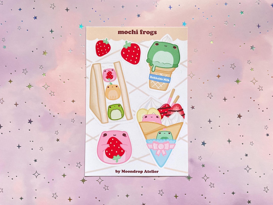 Mochi Strawberry Frog Sticker Japanese Dessert Sticker Kawaii Food ...
