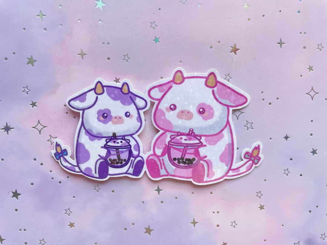 Cow Sticker Kawaii Boba Tea Bubble Tea Sticker Boba Cow Meme Sticker ...