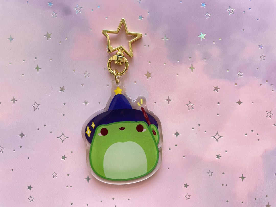 Kawaii Frog Magician Keychain Transparent Acry Magical Meme Froggy Gift ...