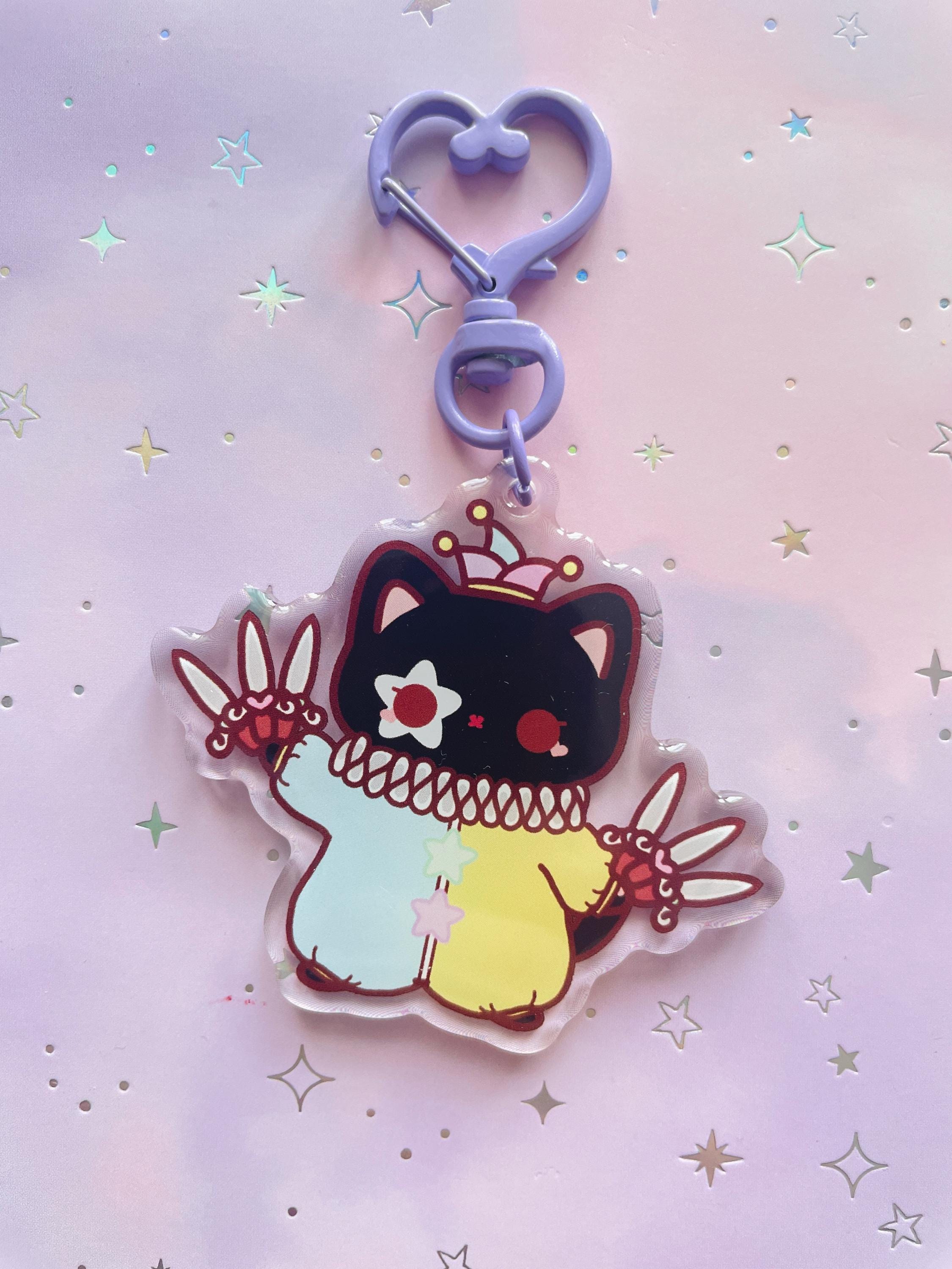 Cat Clown Keychain Kawaii Transparent Acrylic Keychain Catloverl Kawaii ...