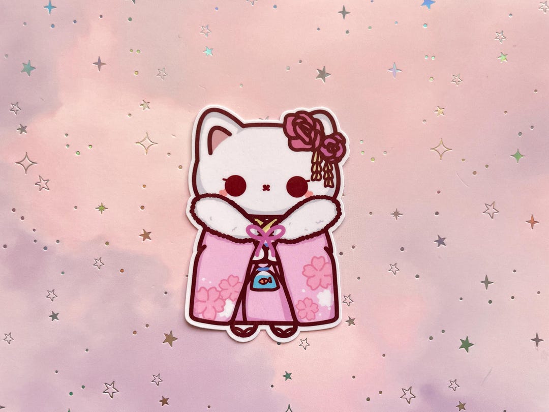 Kawaii Kimono Cat Stickers Japanese Cat Stickers Stickers With Cat ...