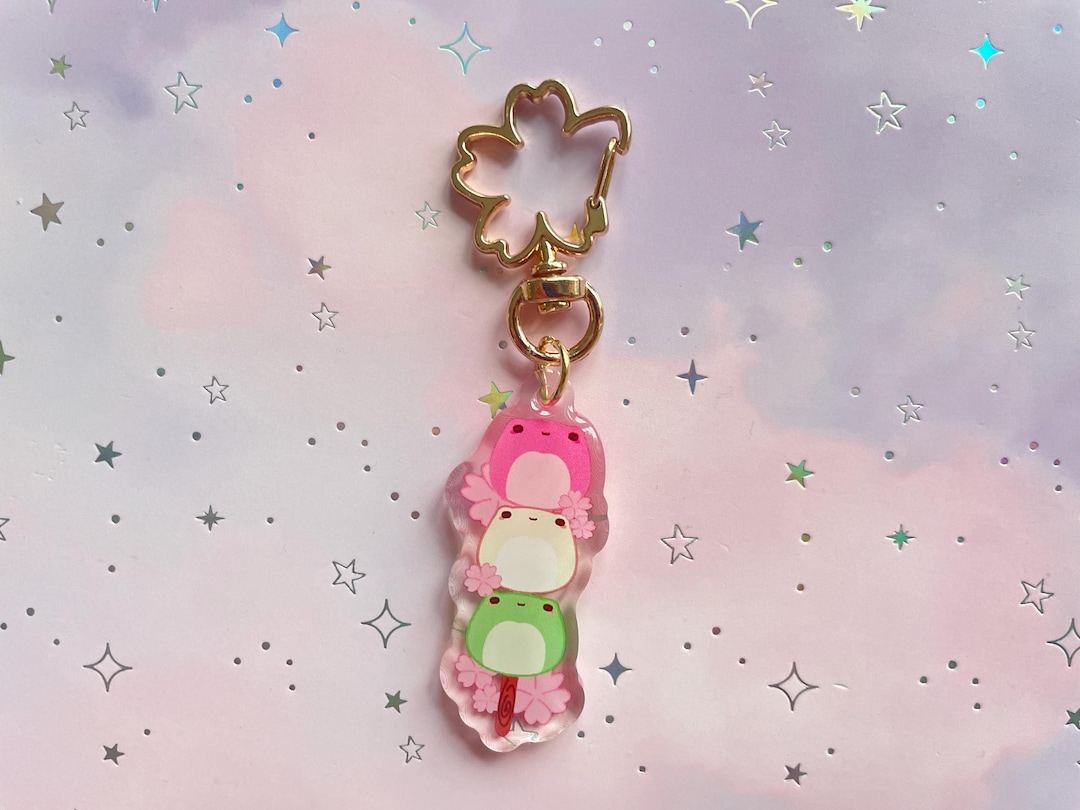 Kawaii Mochi Frog Dango Keychain | Transparent Acrylic Meme Froggy Gift ...