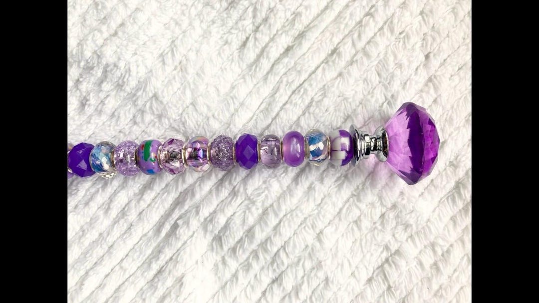Purple Beaded Wand – Handmade Wand With Gem Top, Decorative Magic Wand ...