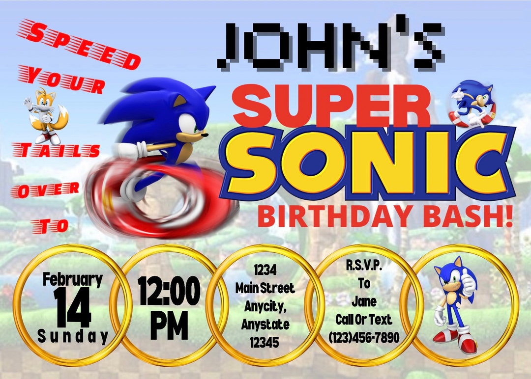 Super Sonic Birthday Bash Invitation - Etsy
