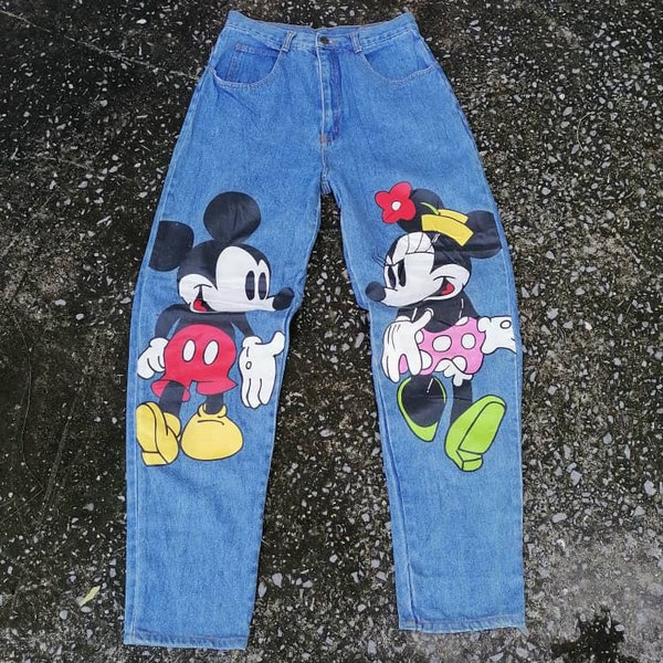 Mickey Mouse Denim Jeans - Etsy