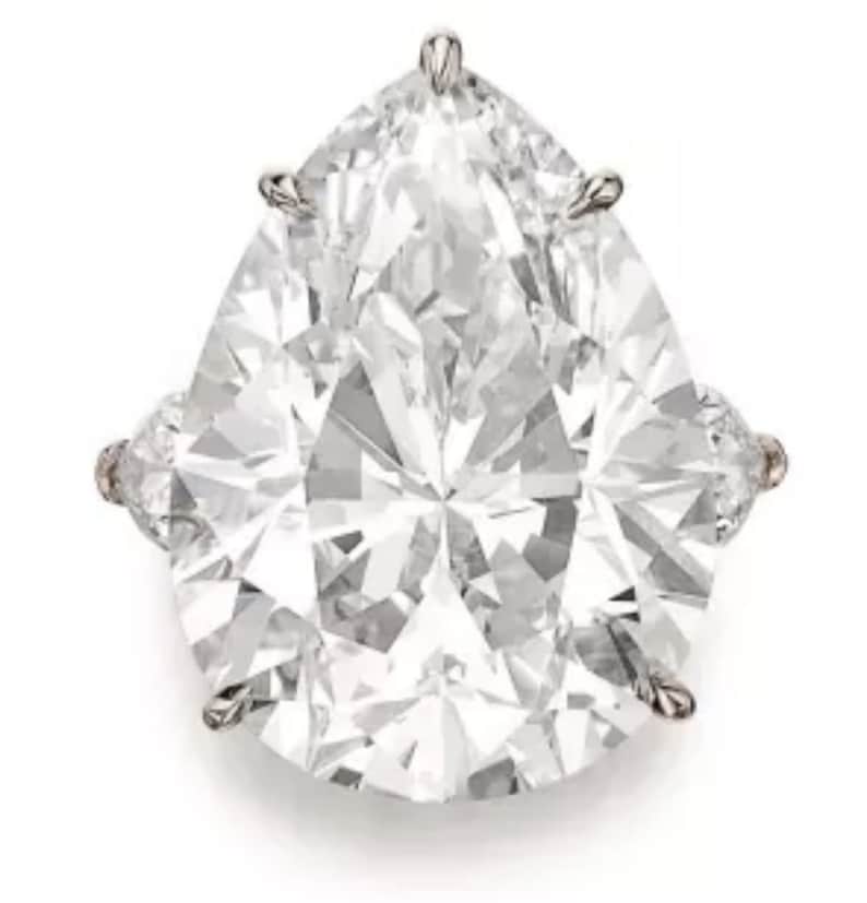 Three Stone Cocktail Ring Huge Pear Cut CZ Diamond Ring - Etsy