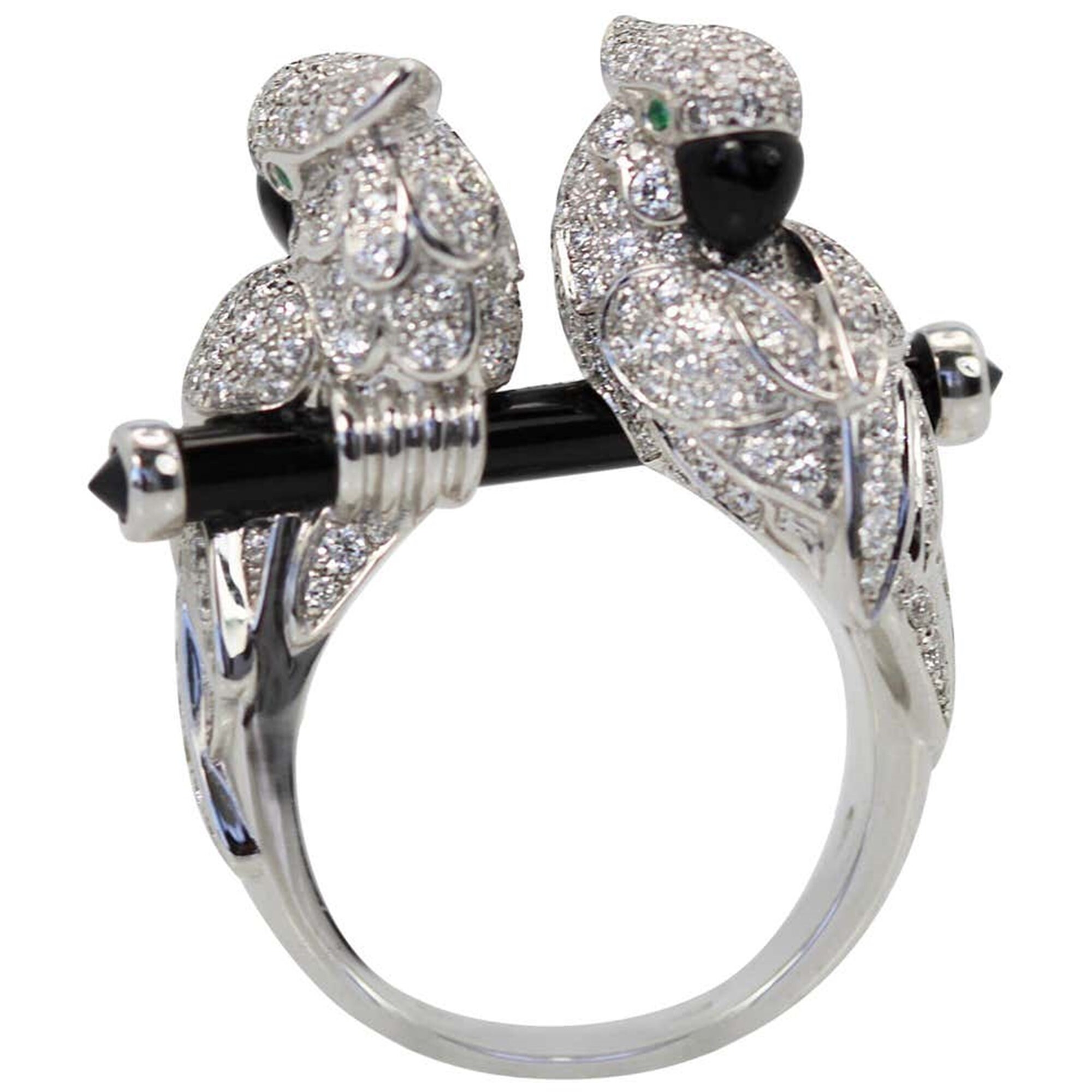 Bird Inspire Ring/ Two Parrot Ring/ Round Cut CZ Diamond | Etsy