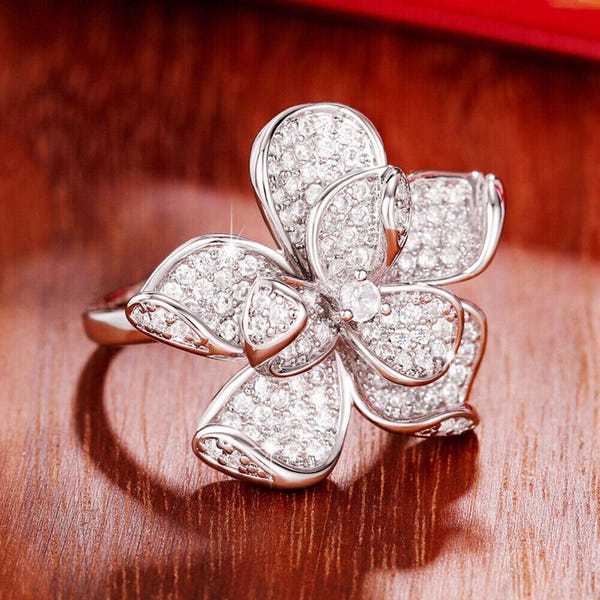 Floral Cocktail Ring - Etsy