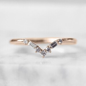 Seven Stone Band Ring, Round & Baguette Cut CZ Diamond Stacking Band ...