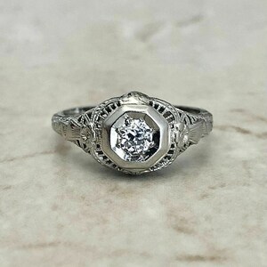 Art Deco Floral Design Shank Ring, Antique Filigree Vintage Ring, Old ...