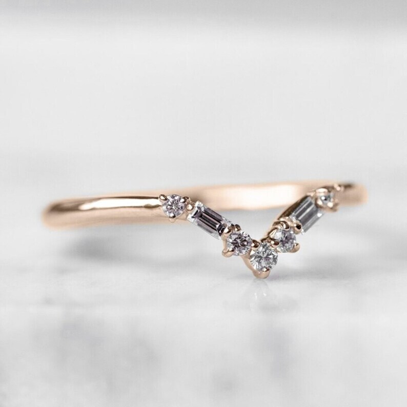 Seven Stone Band Ring Round & Baguette Cut CZ Diamond - Etsy