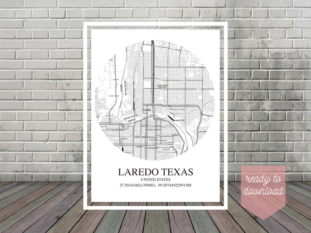 Laredo Texas Map 16 X 20 Inch - Etsy