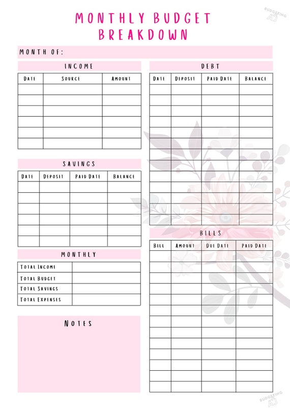 Digital Budget Planner Digital Download Monthly Income - Etsy