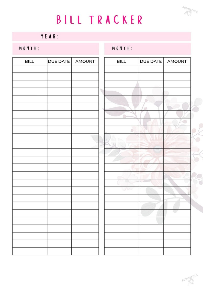 Digital Budget Planner | Digital Download | Bill Tracker | Budgeting ...