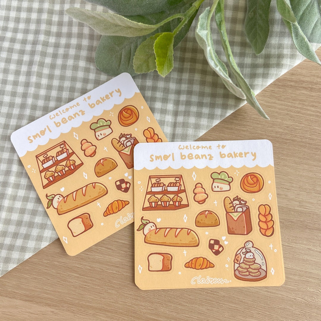 Smol Beanz in Bakery | Cute Journal Stickers - Etsy
