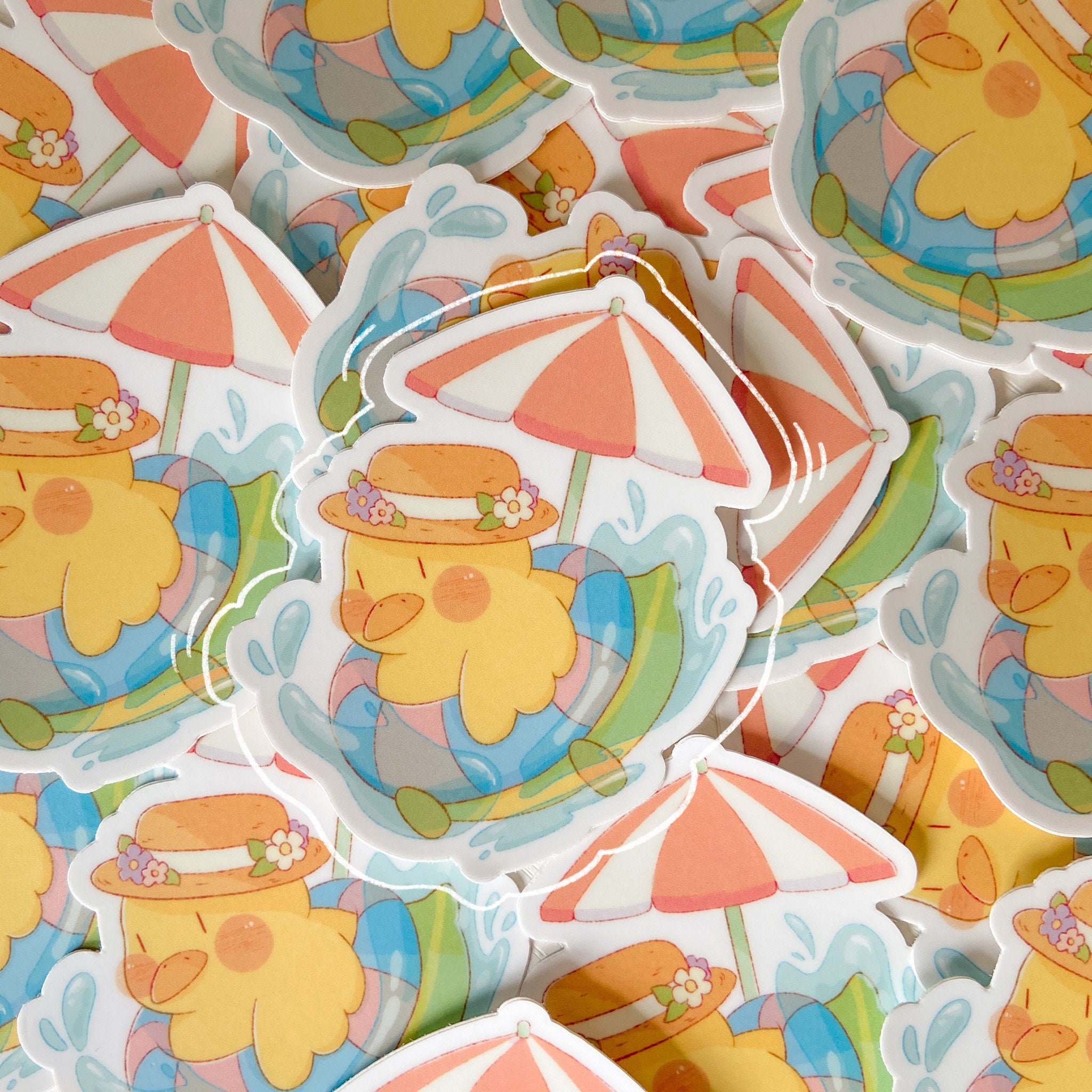 Cute Floaty Duck Die-cut Stickers | Weatherproof Vinyl Stickers ...