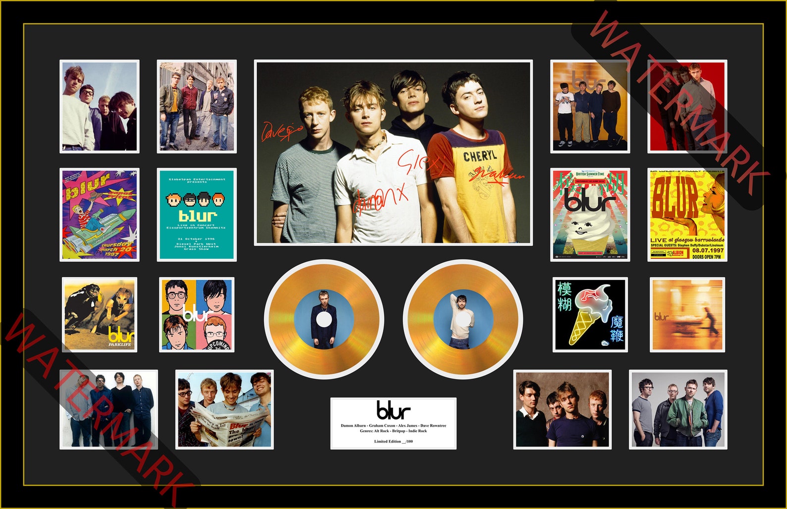 Blur Gold Vinyl Music Memorabilia Limited Edition of 100 Only Signed ...