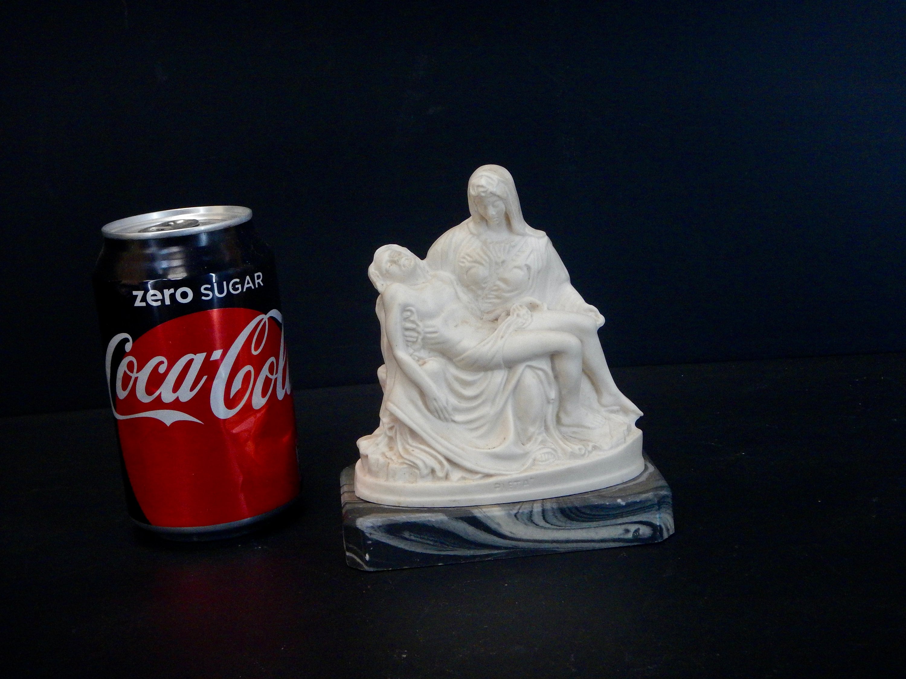 The Pietà Aupres Michelangelo Plaster on Stone Base Mary Holding Christ ...