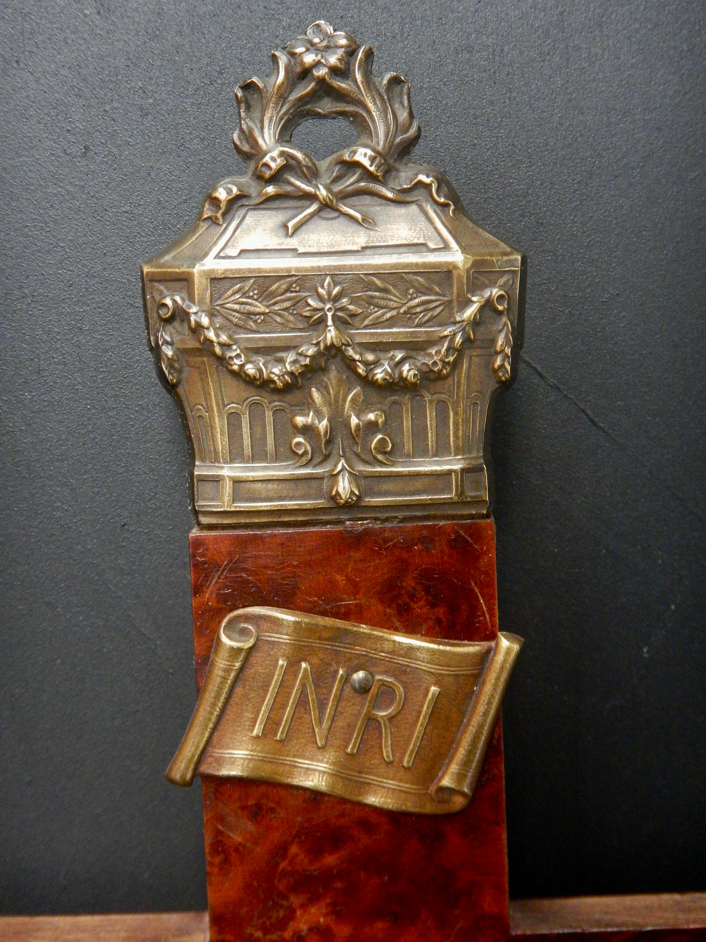 Unusual Antique Embellished French Crucifix With Decorative End Pieces ...